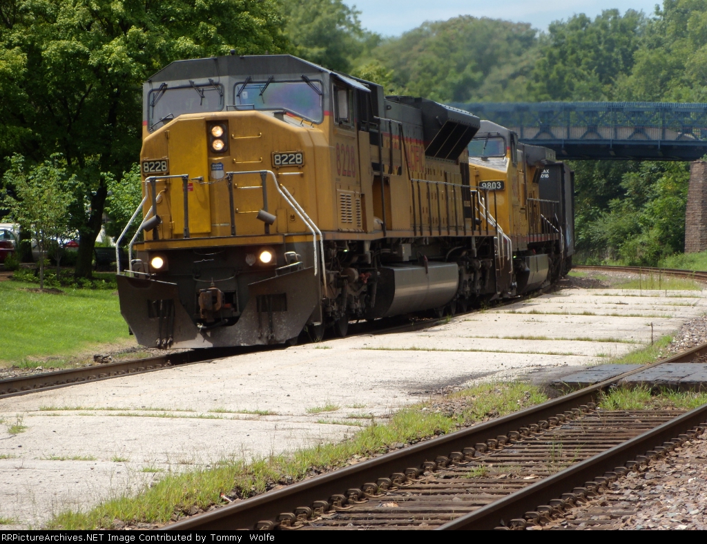 UP 8228 and UP 9803 leads the QNPINP eastbound